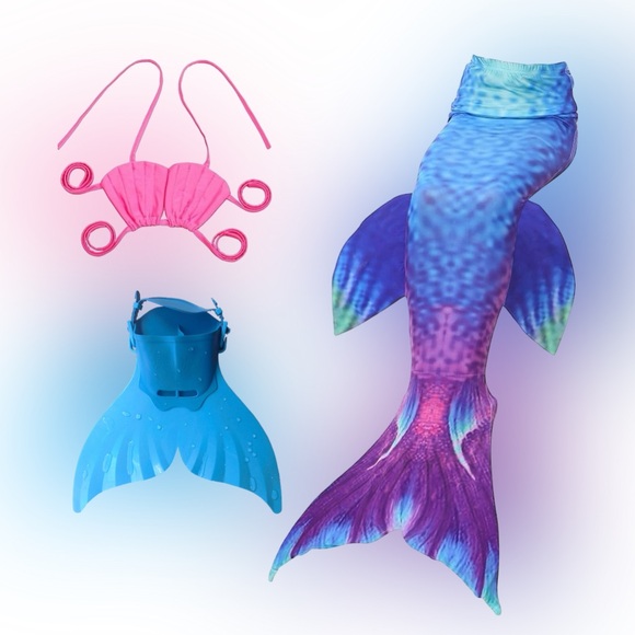 Swim | Girls Mermaid Tail Swim Set Including Adjustable Tail Monofin ...